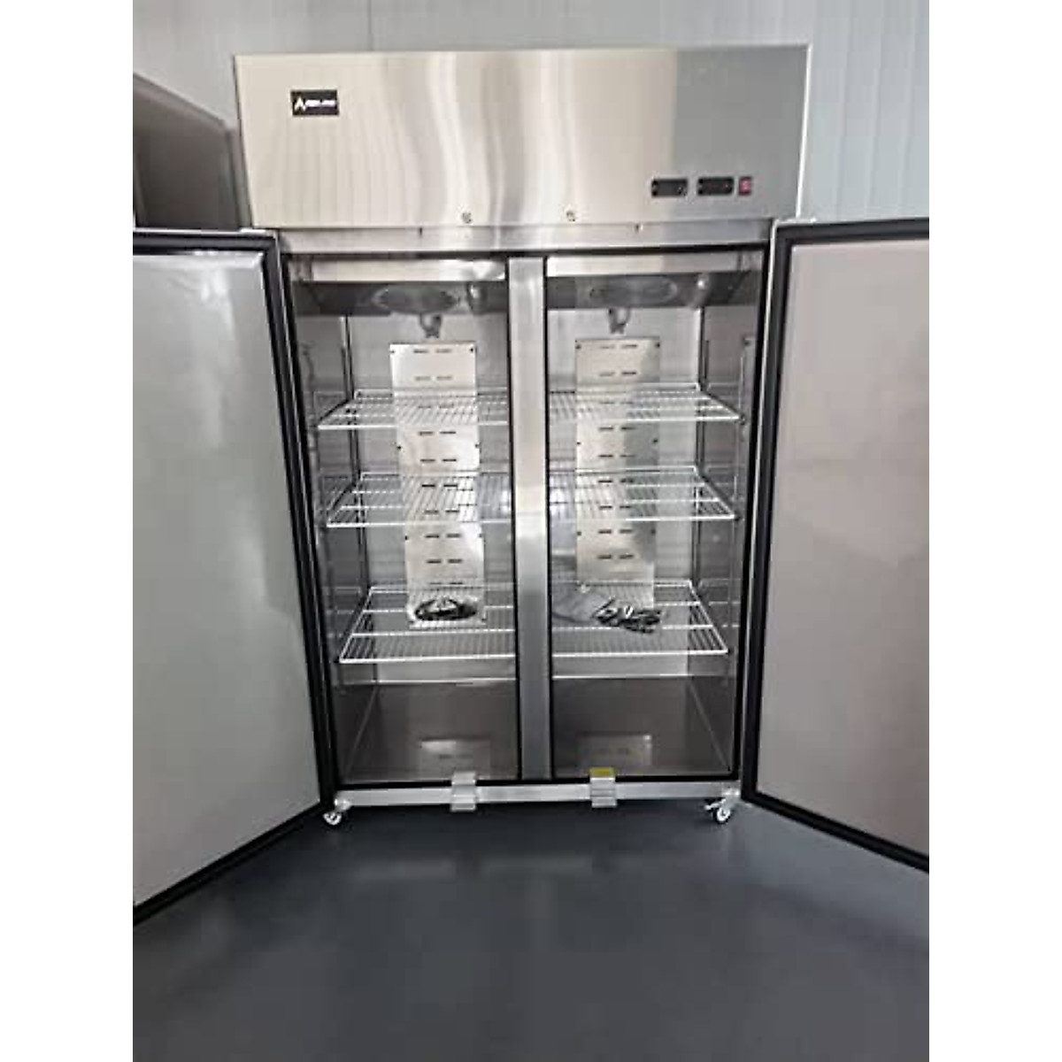 Aceland AR-48B NON-ETL 48'' W Commercial Refrigerator 2 door Stainless Reach in Solid door Upright Fan Cooling Cooler for Restaurant, Bar, Shop, Residential 36 Cu.ft, Silver