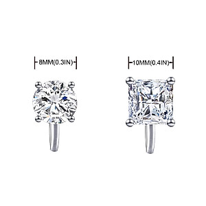 YOQUCOL 2 Pairs Clip On Earrings 8MM Cubic Zirconia Crystal Non Pierced Clip On Stud Earrings For Women