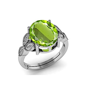 LMDPRAJAPATIS 7.25 Carat Peridot Stone German Silver Beautiful Anniversary Ring For Men And Women