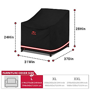 Turtle Life 84 Inch Outdoor Heavy Duty Durable UV Water Resistant Anti-Fading Loveseat Cover with Outdoor Patio Storage Bag,31 Inch Patio Chair Cover 2 Pack, Black