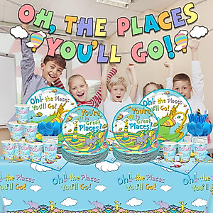 192Pcs Oh The Places You' ll Go Decorations Oh The Places Party Decorations Oh The Places You'll Go Banner with Plates and Napkins for Kindergarten Graduation Party Supplies 2024