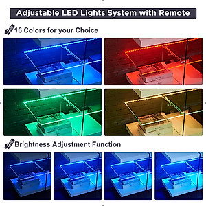 T4TREAM Modern TV Stand for 75 Inch TV, Tempered Glass and Wood Entertainment Center with RGB LED Lights, Media Console Table with Open Storage Shelves for Living Room, Solid White