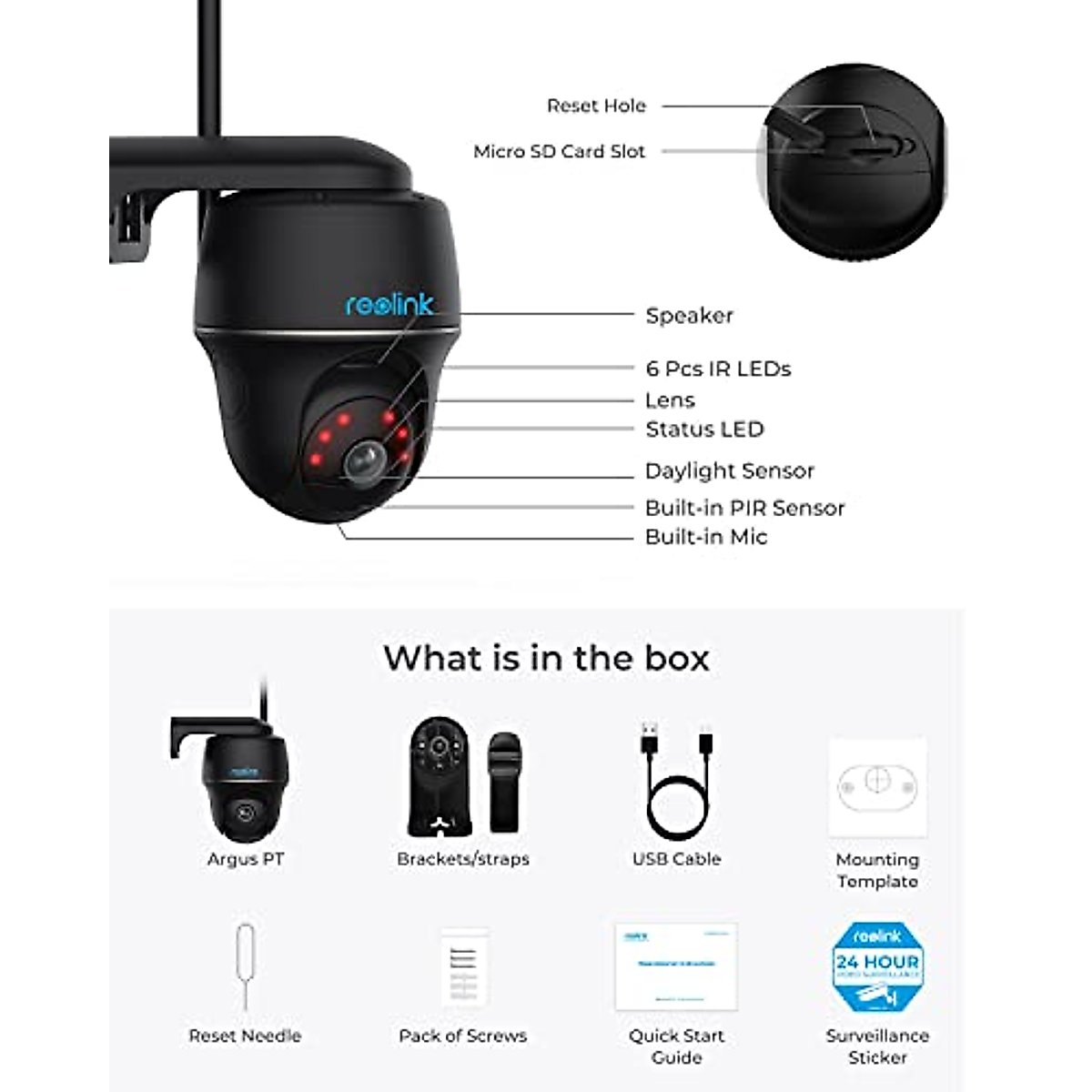 REOLINK 2K Security Camera Outdoor, Pan Tilt Battery Powered with 2.4/5GHz Dual-Band WiFi, 4MP Night Vision, Smart Detection, PIR Sensor, 2-Way Talk, Time Lapse, No Hub Needed, Argus PT (Black)