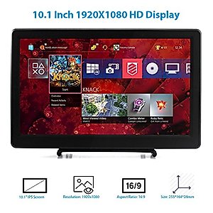 ELECROW Portable Monitor 10.1 Inch Screen IPS Monitor 1920x1080P with HD VGA Port Build-in Speakers VESA Mount for Raspberry Pi 5/4/3/400 Windows 11/10/8/7 PS Xbox