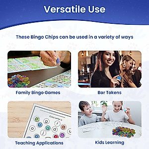 MR CHIPS Magnetic Bingo Chips with Metal Edge 3/4 Inch - 100 Upgraded Pieces Assorted Transparent Bingo Chips - Available in 7 Colors in A Reusable Bag