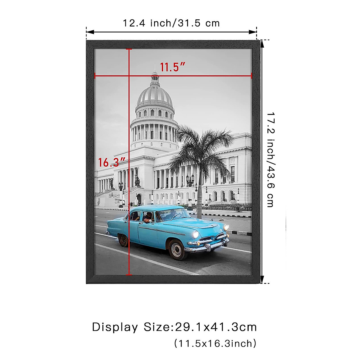 Veelot A3 Picture Frame Black Solid Wood Photo Frame Set of 3 with HD Plexiglass for Wall Collage Gallery Certificate Document Wall Mounting Display Home Decor(11.7X16.5)