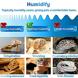 Fischuel Reptile Hides Humidification Cave Help Your Pets Shedding , A Damp Hideout with Natural Rock designto, Suitable for Bearded Dragons Lizards Leopard Gecko Spiders Turtles and Snakes（Brown）