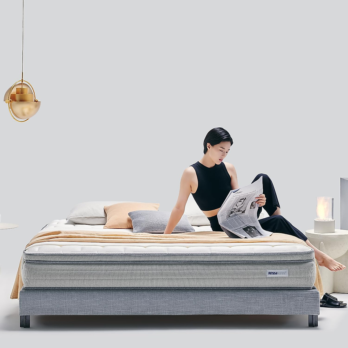 ANSSIL String Mattress Queen Size - Extra Firm Mattress with No Spring and 3D String Technology - Included Controller for Customizable Firmness - Hygienic and Lasting, No Chemical, 11” Bed Height