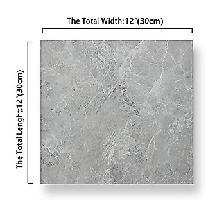 CHICHOME 16-Pack 12x12 Inch Grey Peel and Stick Floor Tile Bathroom Waterproof Marble Vinyl Flooring Tiles Self Adhesive Removable Kitchen Stick Floor Tiles Decorative for Bedroom Basement Floor
