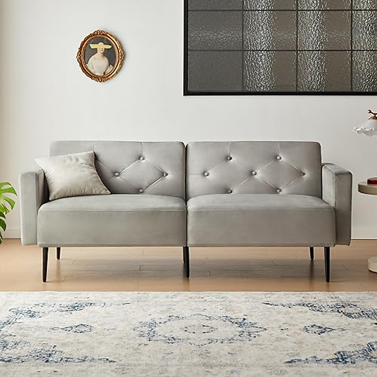 Wimarsbon Futon Sofa Bed,74" Convertible Sleeper Couch,Upholstered Loveseat with Adjustable Back,Arms and High Strength Metal Legs,Memory Foam Cushion,Suit for Living Room Office