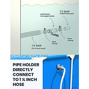 POOLHACKER Pool Pipe Holder, 1 Piece 1/4 inch Water Hose Support Brackets with Clamp Mount for Above Ground Swimming Pools for intex