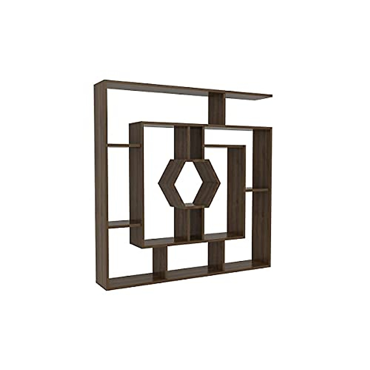 Decorotika - Tamara Geometric Bookcase Modern Bookshelf Shelving Unit Cubic Bookcase (Walnut)
