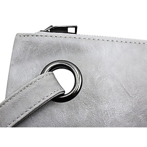 C.C-US Women Oversized Envelope Handbag Soft Leather Clutch Evening Bag Purse with Wrist Strap, Grey, One Size