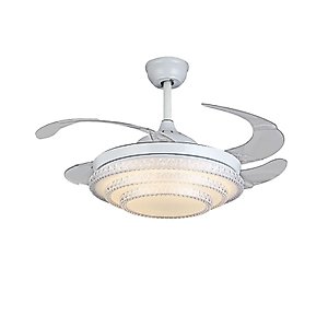 YUEGOO Ventiladores De Techo con Lámparas, Led De Ventilador De Techo De Atenuación De Tres Colores con Lámpara Colgante De Ventilador Silencioso De Control Remoto De Control Remoto Para la Sala De Es