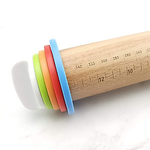 Wood Adjustable Rolling Pin Removable Rings for Baking Bakery Cookies Chapati Fondant Dough Pastry Pizza Pie Wooden Adjustable Rolling Pin By foxwelkin