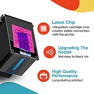 INKONSJOY Remanufactured 67 XL Black Ink Cartridge for HP Printers - 67XL Ink Cartridges for DeskJet 2700 2725 2752 2755 2732 Plus 4100 4152 4155 4140 Envy 6000 6055 6052 Pro 6400 6452 Replacement
