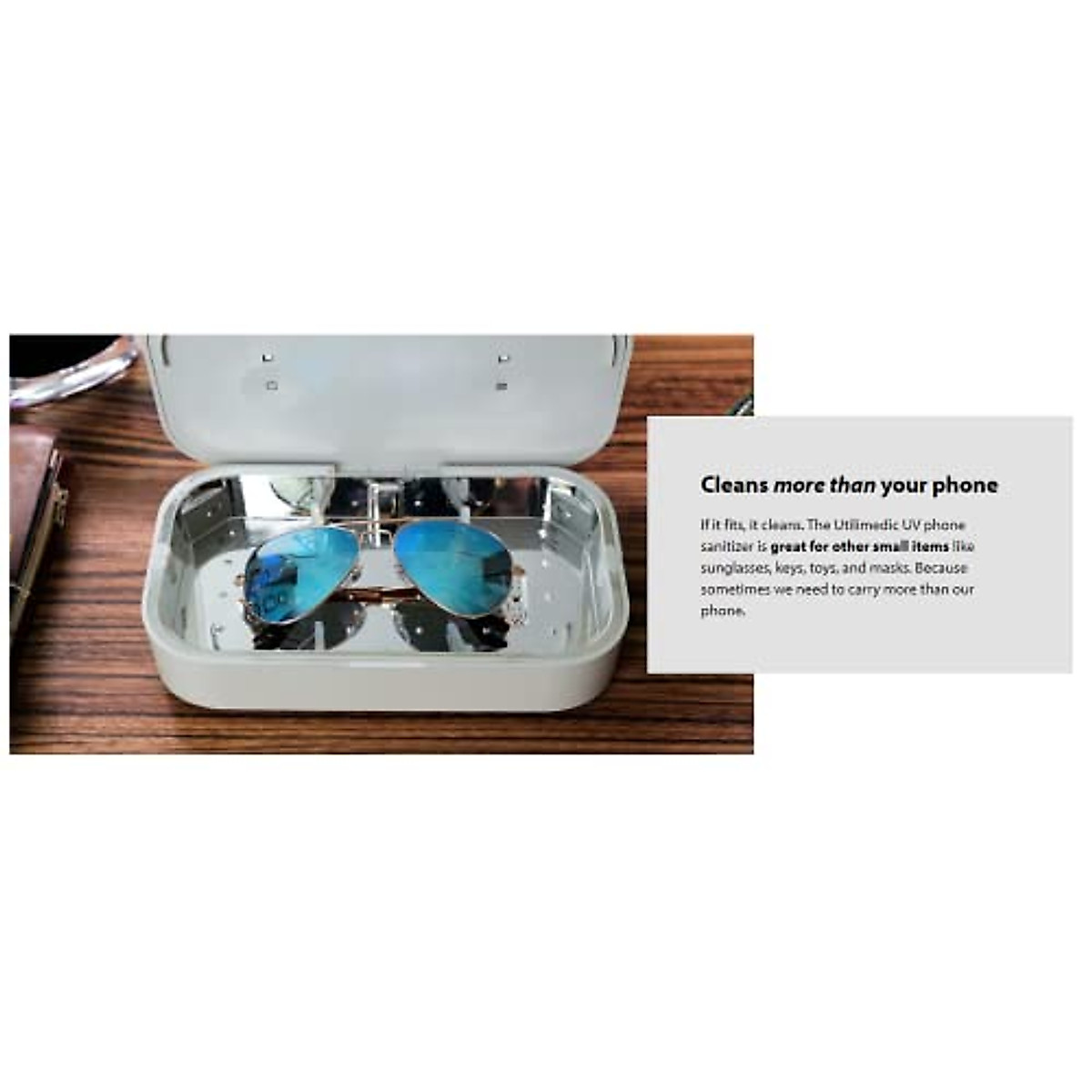 Utilimedic+ UV8LED Fast Wireless Charging Pad for Car & Home | UV Light Phone Sanitizer for Cell Phone | Eliminates 99.9% of Bacteria and Viruses | 8 UV-C LED Lights with 360 Degrees Immersion