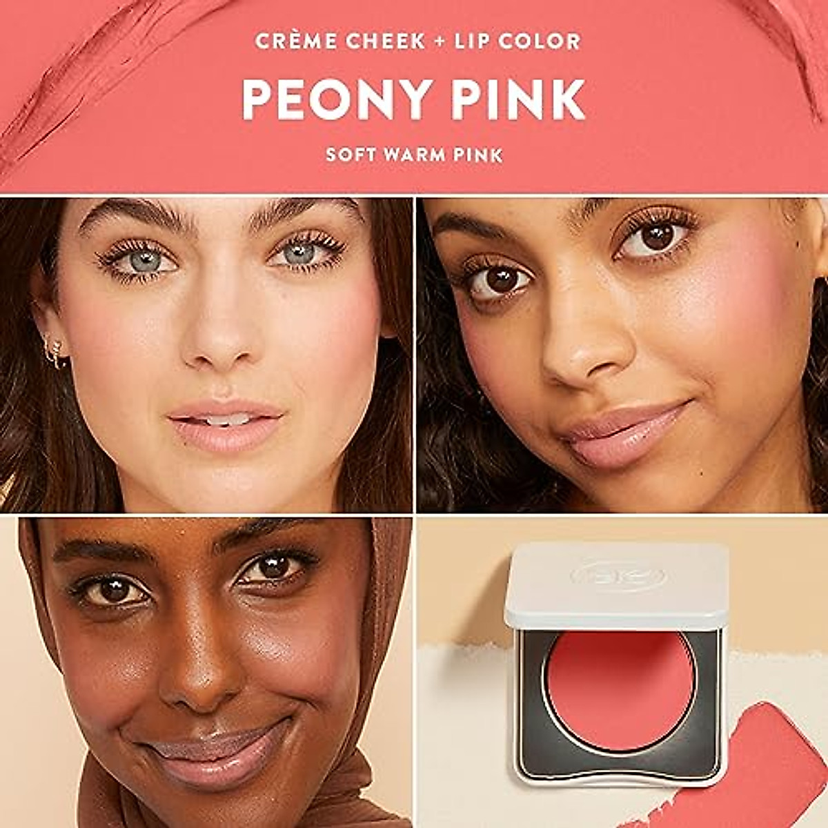 Honest Beauty 2-in-1 Creme Cheek Blush + Lip Color | EWG Verified, Vegan + Cruelty Free | Peony Pink, .1 oz