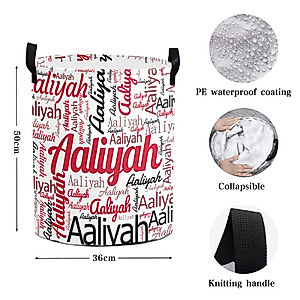 Personalized Laundry Basket Custom Name Laundry Hamper Collapsible Clothes Storage Basket With Handles Waterproof Canvas Storage Basket for Bathroom Living Room Bedroom Kids Room (Color 01)