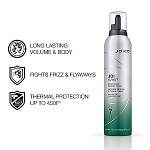 Joico JoiWhip Firm Hold Designing Foam | For Most Hair Types | Add Volume & Body | Boost Shine | Control Frizz & Flyaways | Heat, Humidity, & Pollution Protection | Silicone & Paraben Free | 300mL