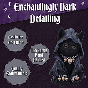 Nemesis Now Grim Reaper Cat Figurine, Hand-Painted Black Kitten with Olive Eyes and Skull Charms, Gothic Collectible Decor, 16cm