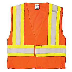 Kishigo Unisex High Visibility Reflective Contrasting Mesh Breakaway Vest 1176, Hook and Loop Closure, Polyester, ANSI 107 Type R / Class 2, Traffic Control, Emergency Response, Utility (Orange, 5X)