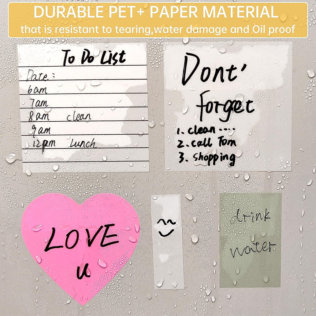 Transparent Sticky Notes with Marker, 3x3 inch Clear Sticky Note Pads, 7 Pack Translucent Sticky Note See Through School Office Supplies for Book Notes Highlights, Clean Removal (7 pack-clear)