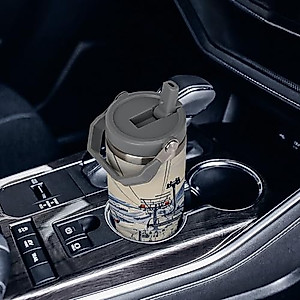 WITHSBKK 30oz Car Cup Mount Horsney Ski Lift Printed with Portable, Stainless Steel Travel Mug, Vacuum Insulated Tumbler And Straw, Leakproof for Car & Outdoor, UV Printed Design