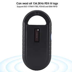 Universal Compatibility Pet Microchip Scanner, Handheld Type Pet ID Scanner 134.2KHZ RFID Chip Reader for ISO11784 / 5 FDX‑B ID64 Portble USB Rechargeable