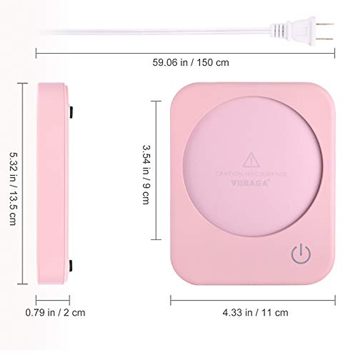 VOBAGA Coffee Mug Warmer with 4 Hours Auto Shut-Off, Coffee Warmer Plate for Office Home Desk Use with 3 Temperature Settings, Electric Cup Warmer for Cocoa,Tea, Milk, Water, Pink (No Cup)