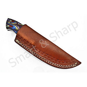 Smart & Sharp Custom Handmade Damascus Steel Hunting Knife/Skinning Knife AA-17216, 17217, 17218, 17219, 17220 and 17221 (Multi Color Resin)