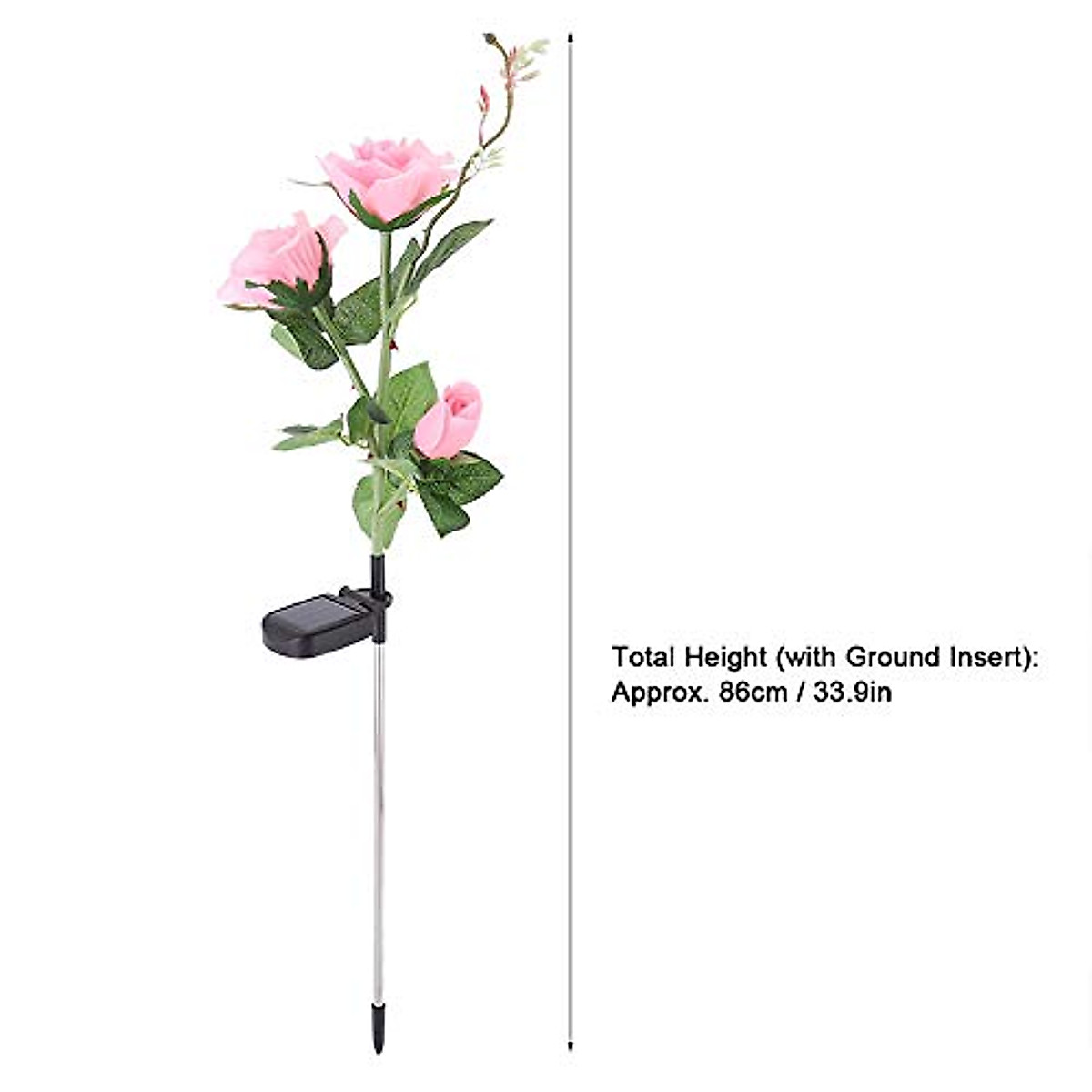 mumisuto Solar Flower Lights, Rose Flower Outside Solar Landscape Yard Lamp Garden Lawn Pink Rose Shape 3 LEDs Light Solar Powered Garden Decoration Outdoor Patio Yard