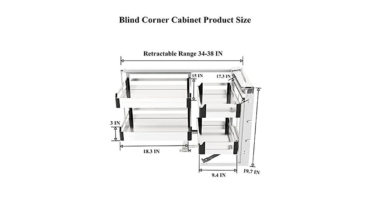 HFWYJF Blind Corner Cabinet Pull Out Organizer - 15 Inch | Easy Install