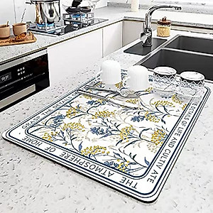 Coffee Bar Accessories Fit Under Coffee Maker Coffee Machine Coffee Pot Espresso Machine Dish Rack 16" x 24"-Coffee Mat Hide Stain Rubber Backed Absorbent Dish Drying Mat for Kitchen Counter