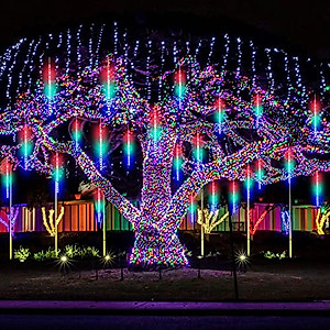 GUOYUYU Meteor Shower Rain Light 50cm 10 Tubes 480 LED Waterproof Icicle Cascading Icicle String Light Snow Falling for Home Decor Wedding Garden, Multicolor