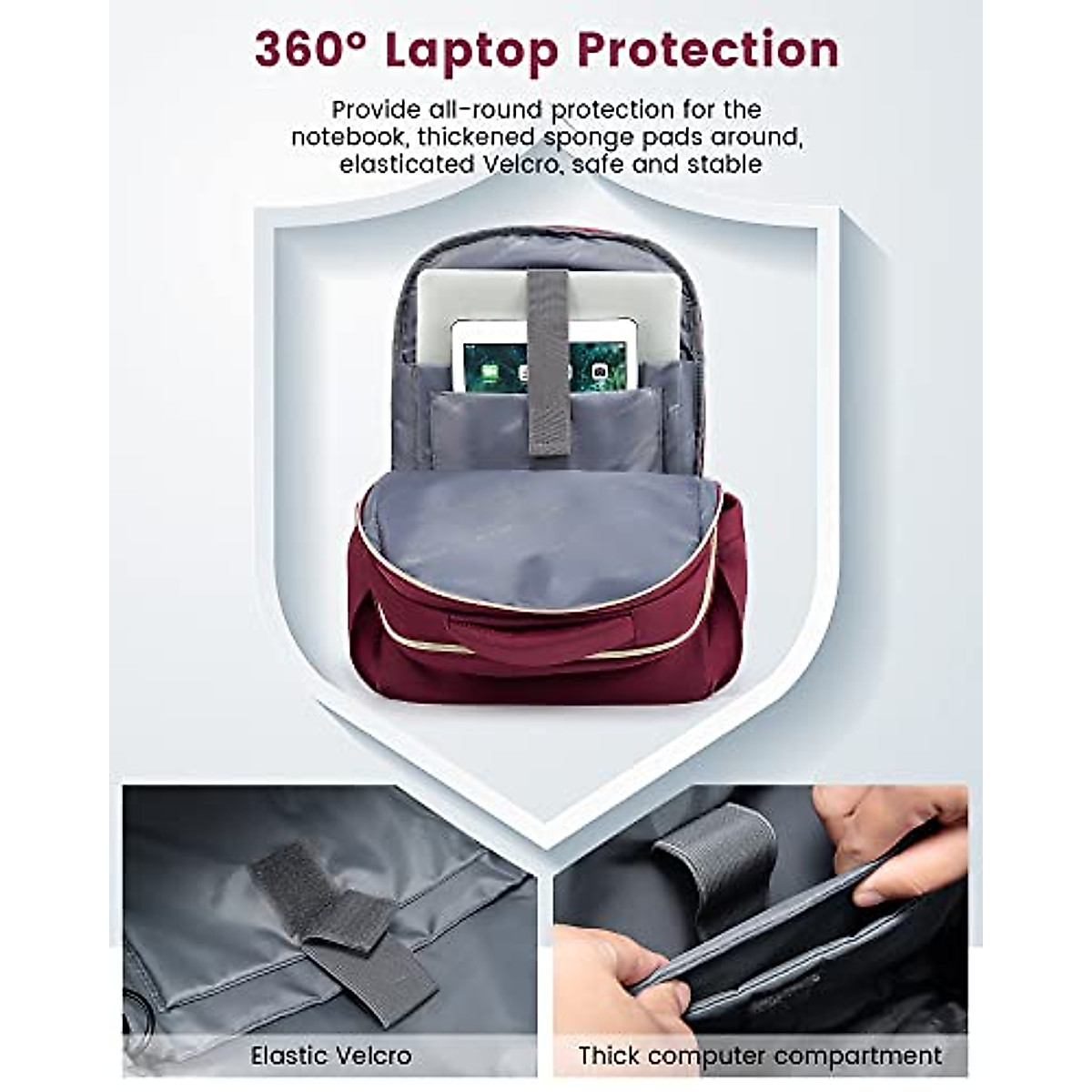 LOVEVOOK Laptop Backpack for Women, Slim Business Laptops Bag with Separate Computer Compartment Stylish Daypack for College Work Travel, Fits 15.6" Laptop