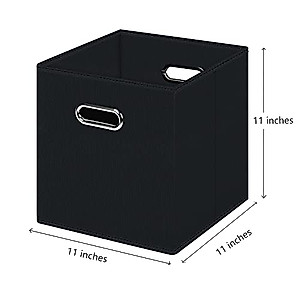 NieEnjoy Black Fabric Storage Bins Cubes ,Foldable Storage Cubes Bins Organizer Baskets with Dual Handles for Home Container Set of 2,(Black)