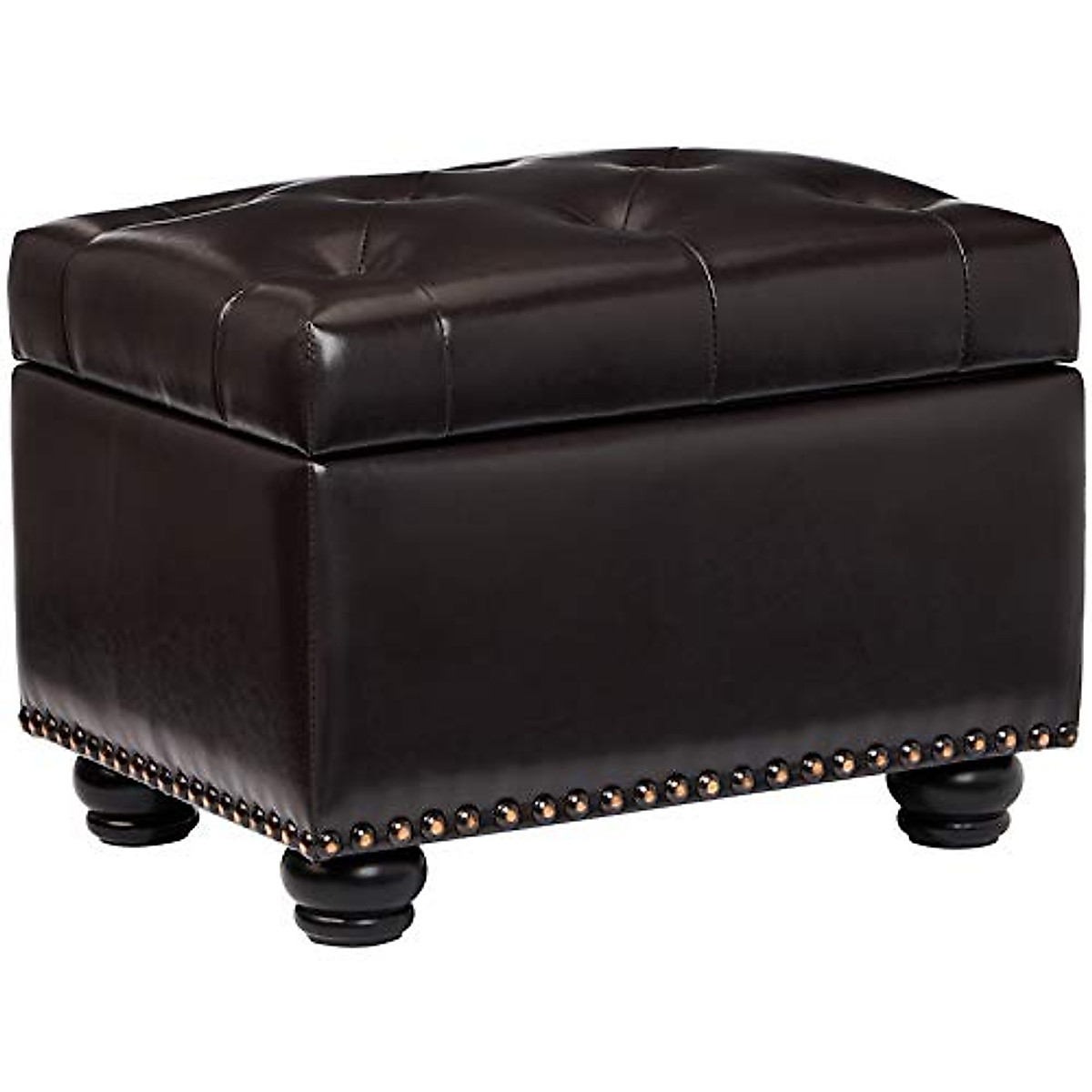 FIRST HILL FHW Deep Tufting Storage Ottoman, Espresso