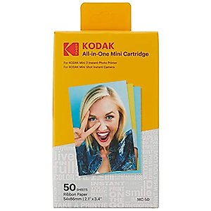 KODAK Mini 2 Photo Printer Cartridge MC All-in-One Paper and Color Ink Cartridge Refill - Compatible with Mini Shot Camera, Mini 2 Printer (Not Original Mini) 50 Pack (Packaging may vary)