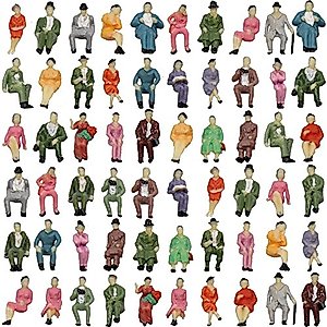 60pcs All Seated 1:87 Painted Figures Passenger HO Scale Sitting People P87S Assorted Poses Model Layout