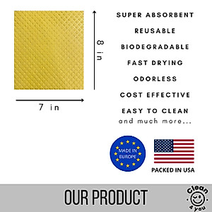 Swedish Dish Cloths, Absorbent Cellulose Sponge Cloths, Washable Cleaning Cloths, No Odor Dishcloths, Reusable Paper Towels, Durable Kitchen Rags (10)