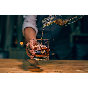 MINIVINE Gifts for Dad from Daughter - Christmas Gifts for Dad - Funny Gifts for Dads, Dad Gifts, Best Dad Birthday Gift, 10oz Whiskey Rock Glass (Awesome Like My Daughter)