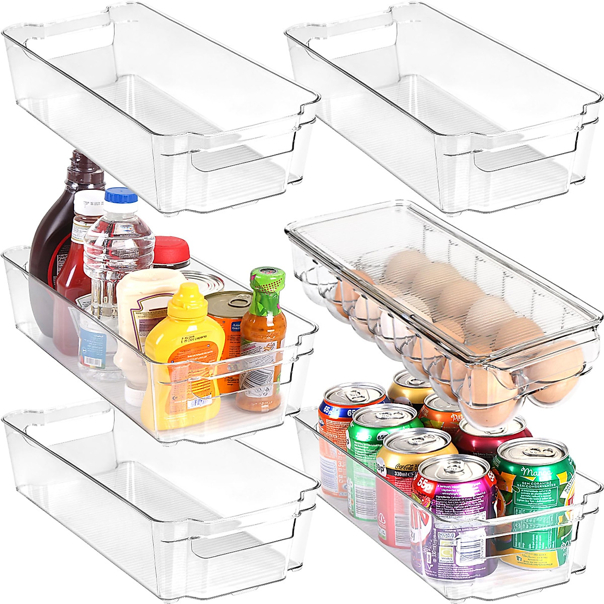 Utopia Home Set of 6 Fridge Organizer - Includes 6 Refrigerator Organizer Bins (5 Drawers & 1 Egg Holder) - Pantry Organization And Storage Bins for Freezers, Countertops and Cabinets