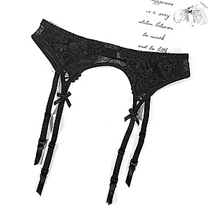 Sexy Lace Suspender Garter Belt for Thigh High Stockings (N019DD-Black-M)