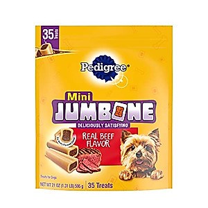 PEDIGREE MINI JUMBONE Small Dog Treats Real Beef Flavor, 21 oz. Pack (35 Treats)