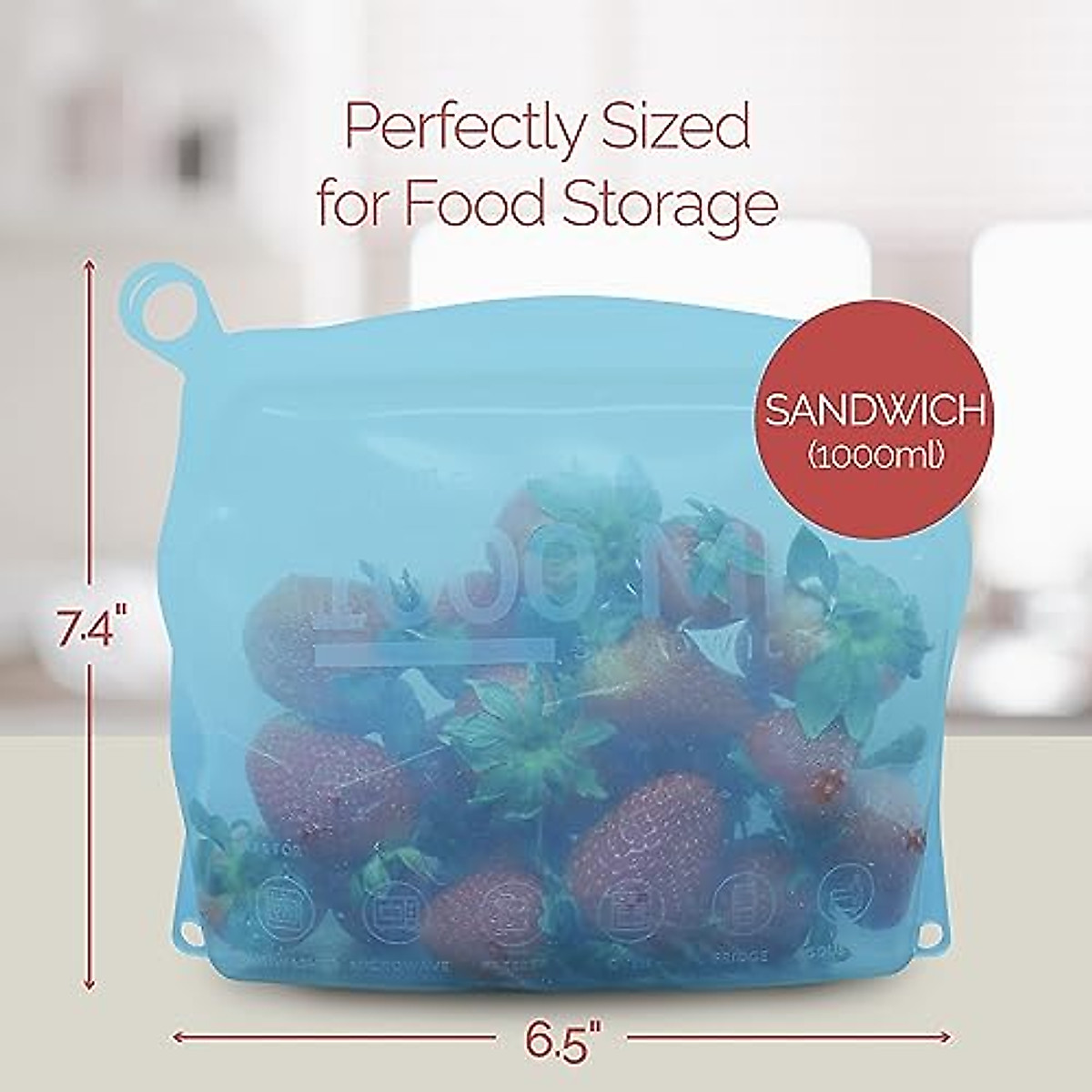 Reli. Reusable Silicone Bags (6 Pack, Multi-Size) | Snack, Sandwich, Gallon (2 Each) - Aqua | Silicone Bags for Food Storage | Reusable Food Storage for Meal Prep | Dishwasher/Freezer Safe