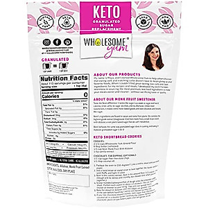 Wholesome Yum Besti Natural Sugar Substitute - Granulated Monk Fruit Sweetener Blend With Allulose (No Erythritol) - Keto, Non GMO, Zero Calorie, Zero Carb, Sugar Free, No Aftertaste (1 lb)