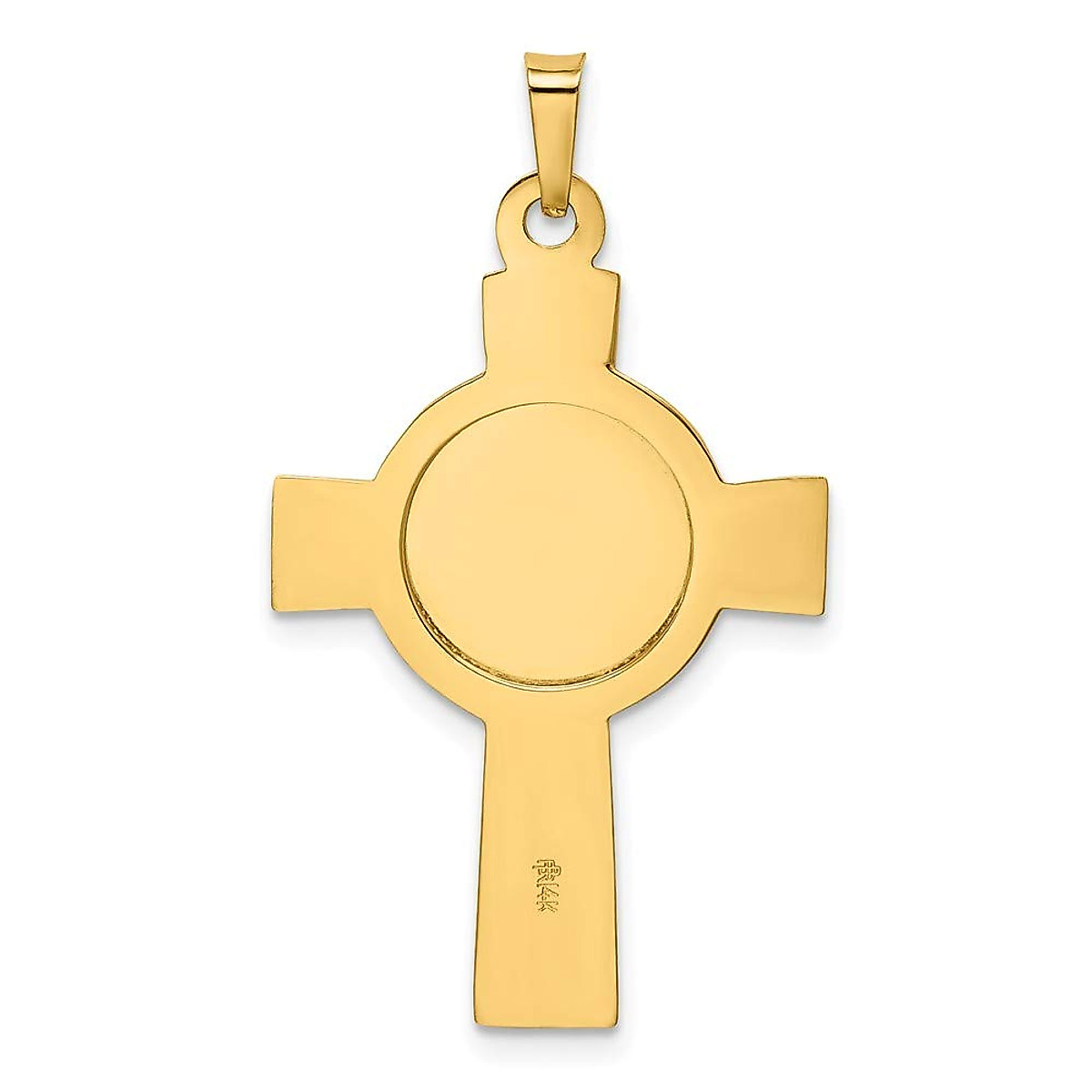 Solid 14k Yellow Gold Cross Catholic Patron Saint Jude Medal Pendant Charm - 37mm x 21mm