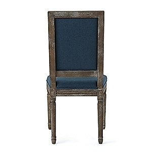 Christopher Knight Home Ledger Traditional Fabric Dining Chairs, 2-Pcs Set, Navy Blue / Dark Brown