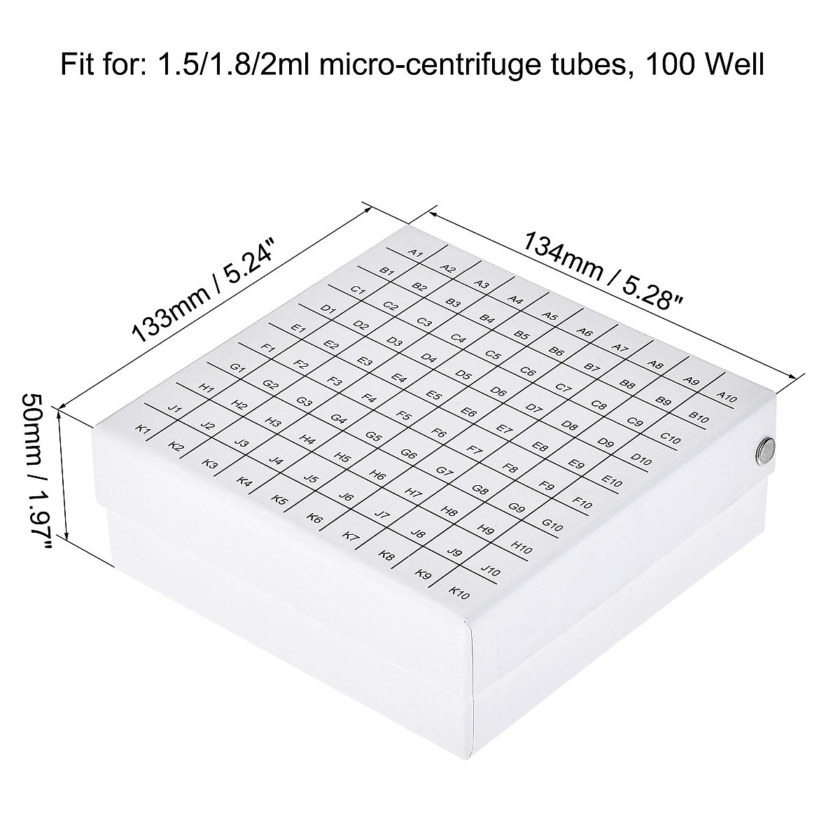 uxcell Centrifuge Tube Freezer Storage Box 100-Well Waterproof Cardboard Holder White for 1.5/1.8/2ml Micro Centrifuge Tubes